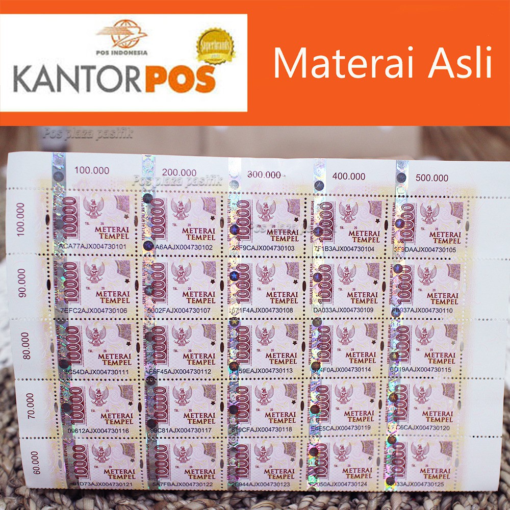 Jual Materai Tempel Asli PERURI 10000 / 15Pcs | Shopee Indonesia