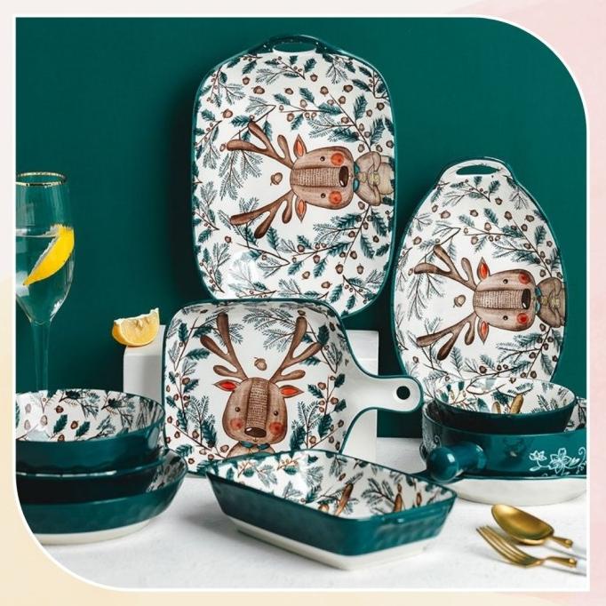 Jual Cartoon Deer Piring Set, Piring Cantik. Piring Keramik, Piring ...