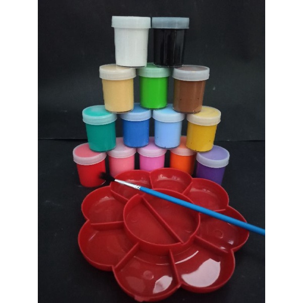 Jual paket cat 20cc 14 warna lengkap dengan kuas dan palet | Shopee ...