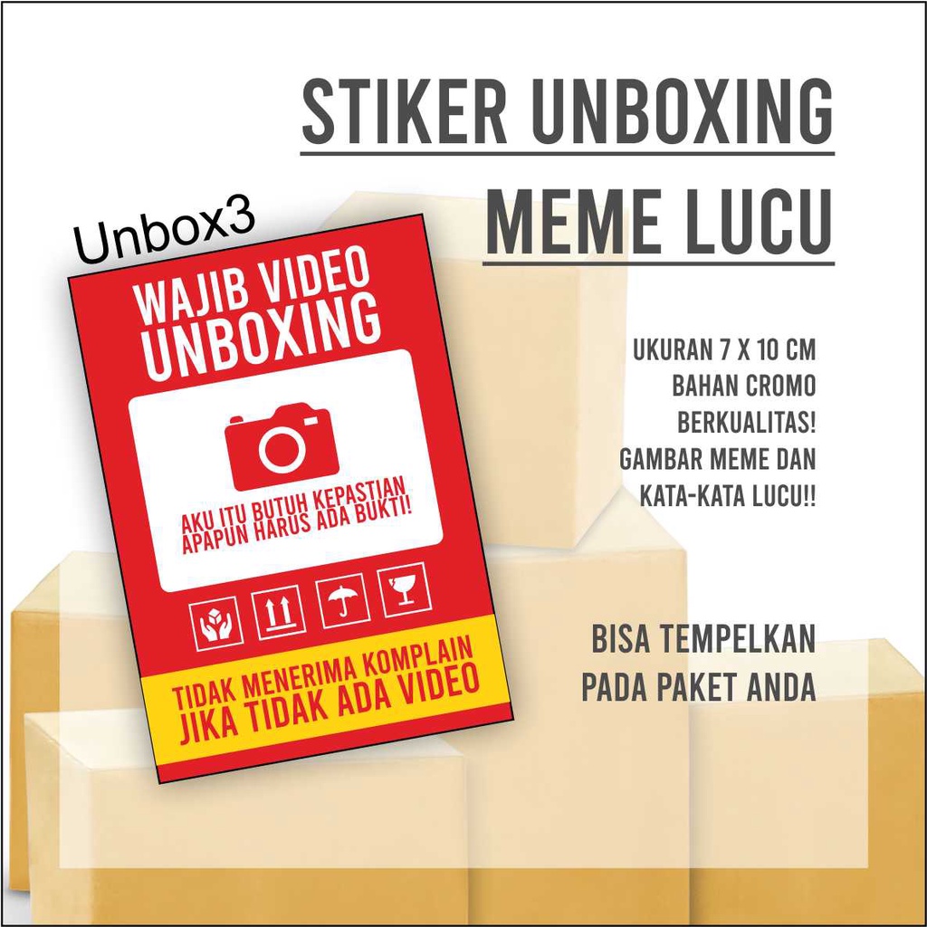 Jual Stiker Video Unboxing Untuk Paket Dengan Gambar Meme Lucu kekinian ...