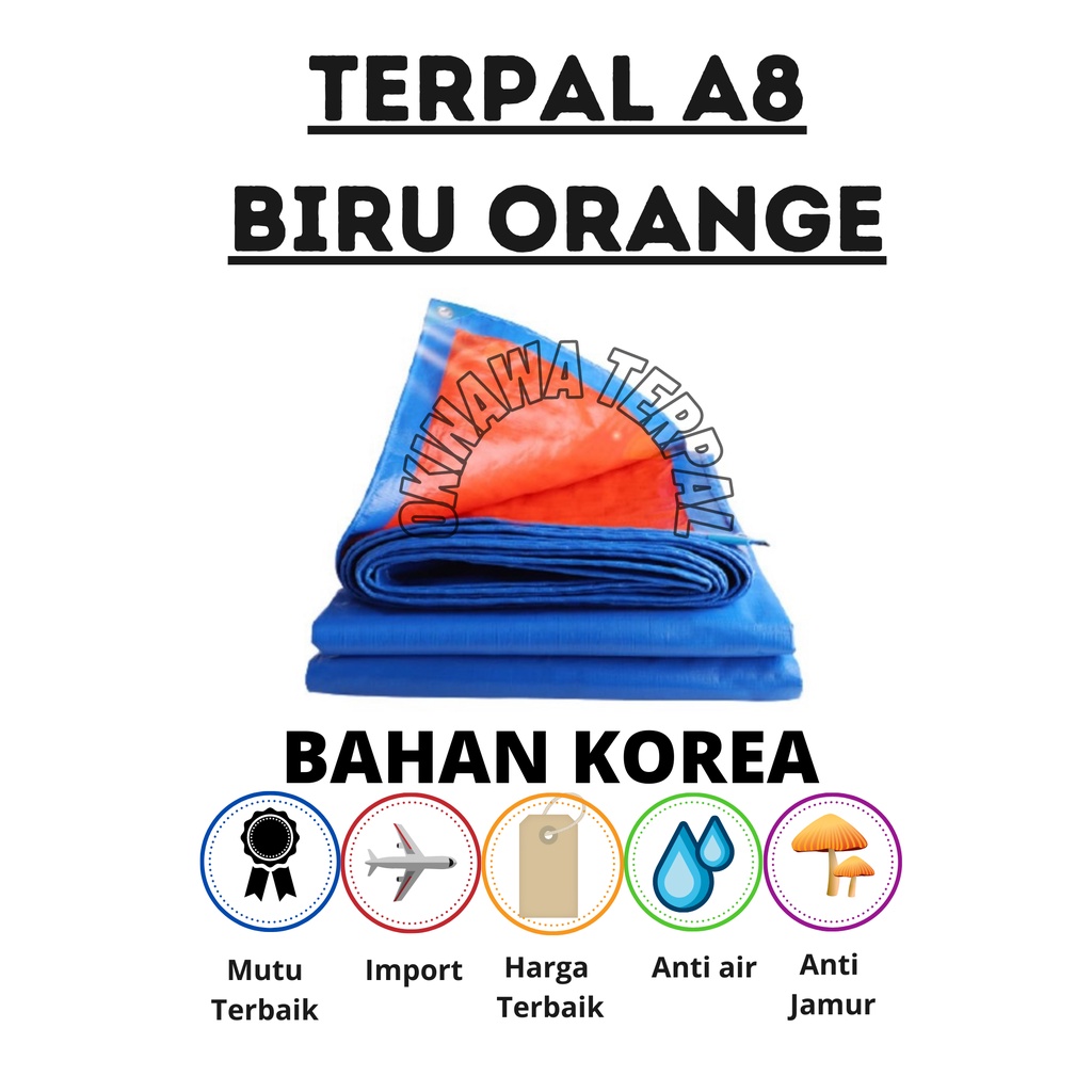 Jual TERPAL PLASTIK JADI A8 KOREA 4X6 BIRU ORANGE | Shopee Indonesia