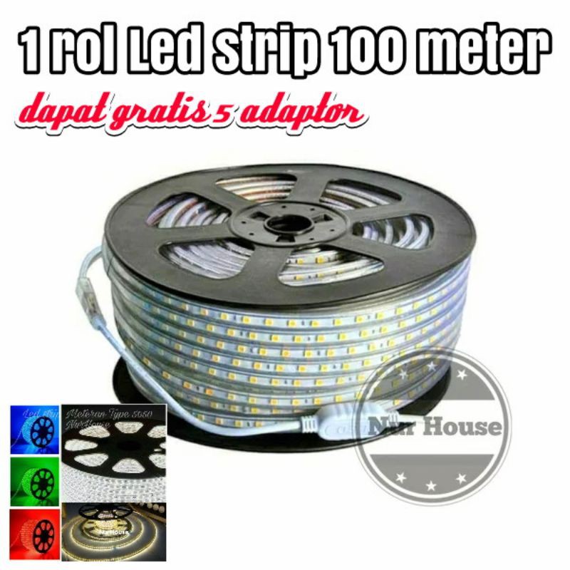 Jual lampu led strip selang 220 volt 1 roll 100 meter | Shopee Indonesia