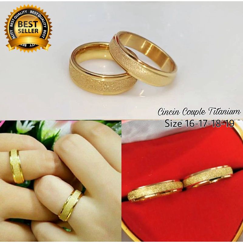 Jual Cincin Couple Titanium PASIR POLOS GOLD Anti Karat Harga satuan ...