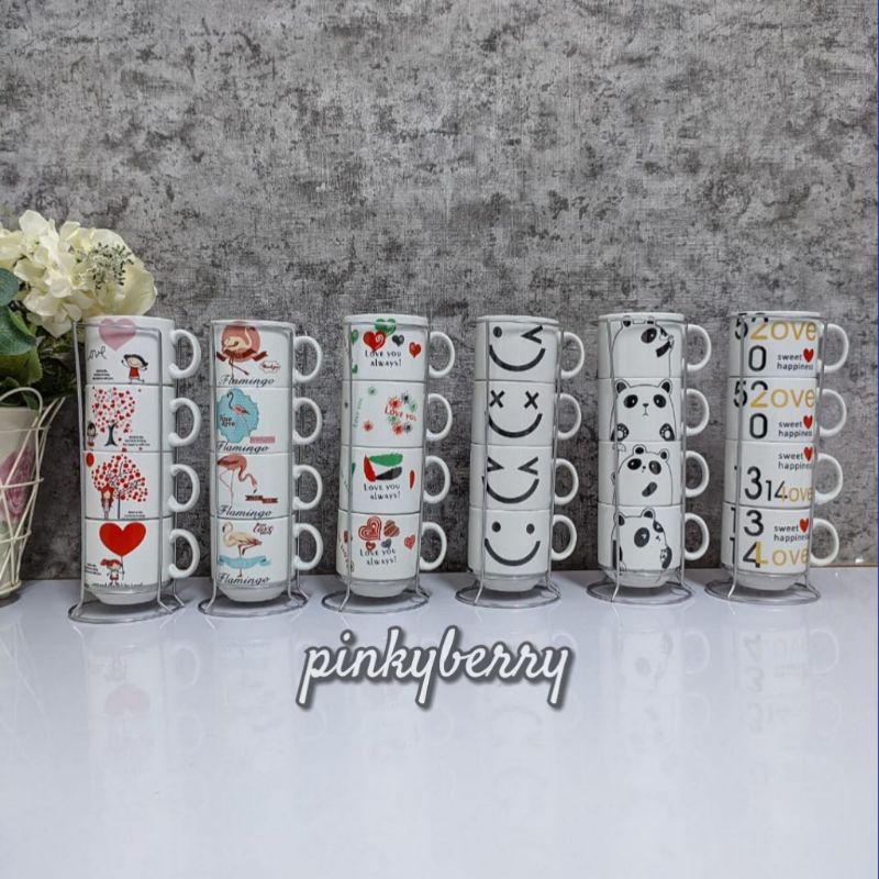 Jual Mug Keramik Susun 4 S / Mug Keramik Lucu / Mug Keramik Unik ...