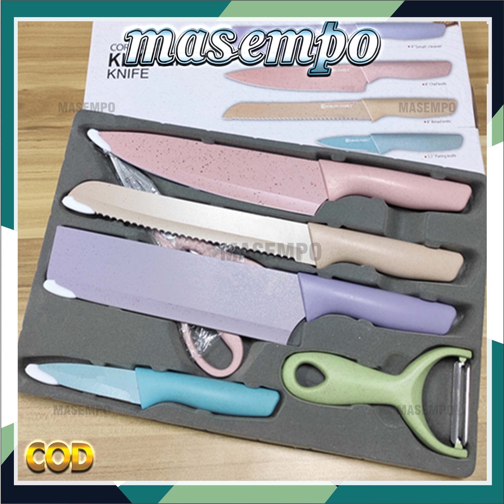 Jual PISAU SET 6 in 1 JERAMI pisau dapur premium KITCHEN KNIFE | Shopee ...