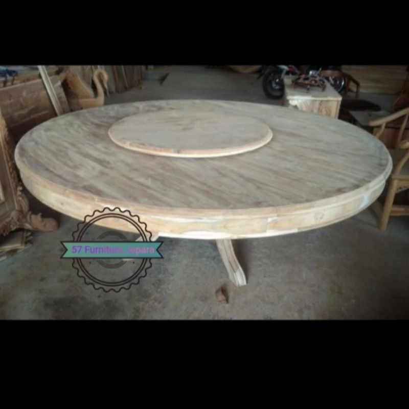 Jual Meja makan bundar besar - meja putar jati mentahan model minimalis ...