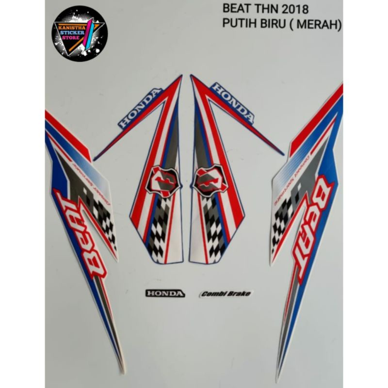 Jual Striping honda beat tahun 2018 warna putih biru (merah) striping ...