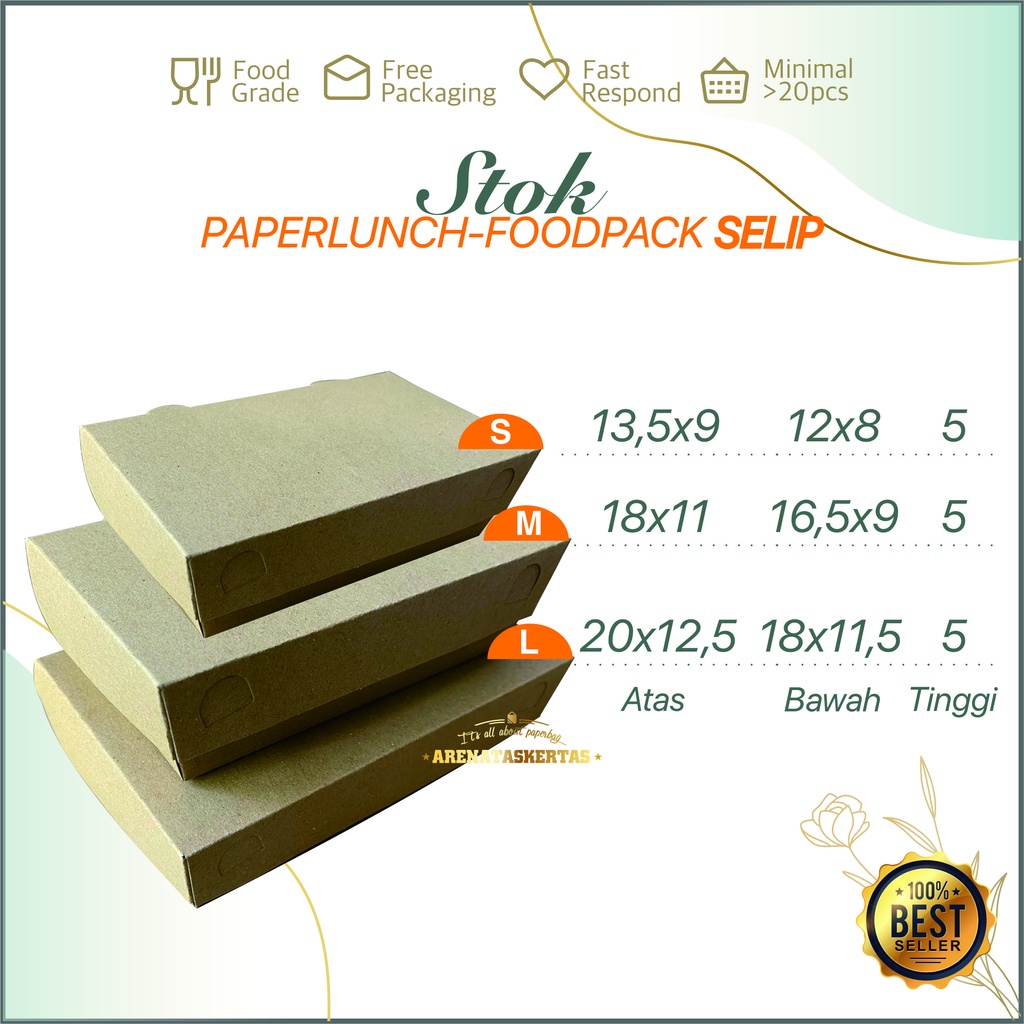 Jual Paper Lunch Box SELIP SML Kraft Coklat/ Dus Box Kemasan Makanan ...