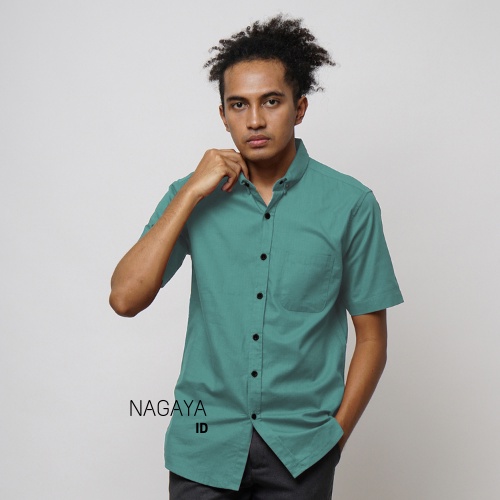 Jual kemeja biru mint polos pria lengan pendek warna biru wardah lilac ...