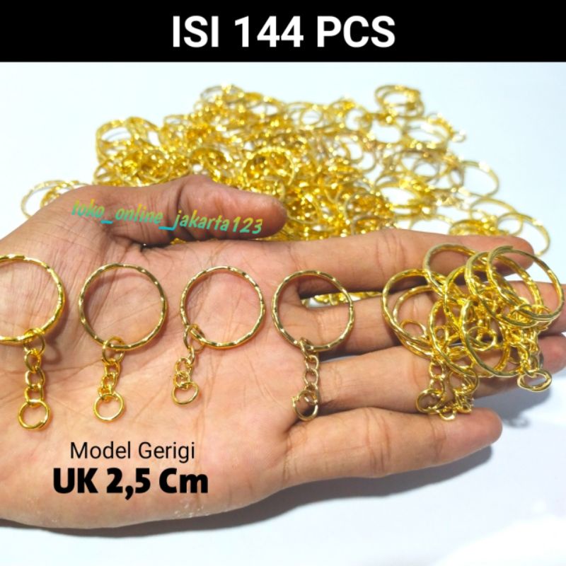 Jual Ring gantungan kunci gold uk 25 mm Isi 144 Pcs Ring ganci Kembang ...