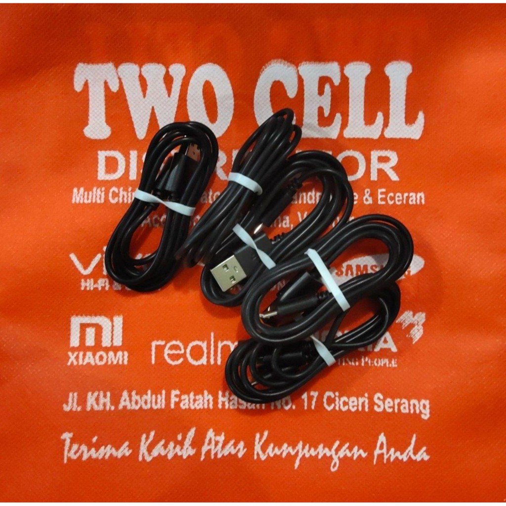 Jual kabel data micro usb bulat hitam original wellcomm 100cm | Shopee ...