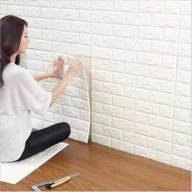 Jual WALLPAPER 3D TIMBUL BRICK FOAM / WALLPAPER TIMBUL BATU BATA PUTIH ...