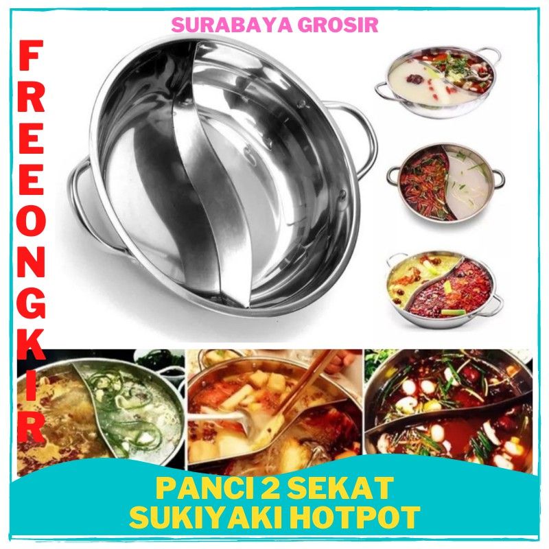 Jual Panci 2 Sekat Allat Masak Sukiyaki Hotpot Dual Shabu Korean food ...
