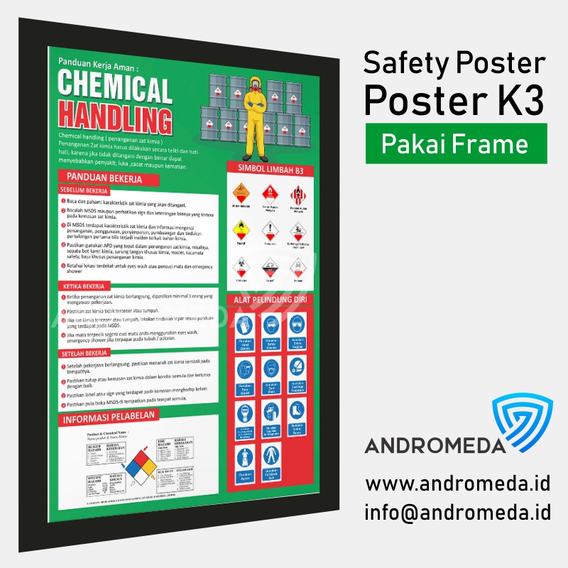Jual Safety Poster K3 : Chemical Handling + Frame | Shopee Indonesia