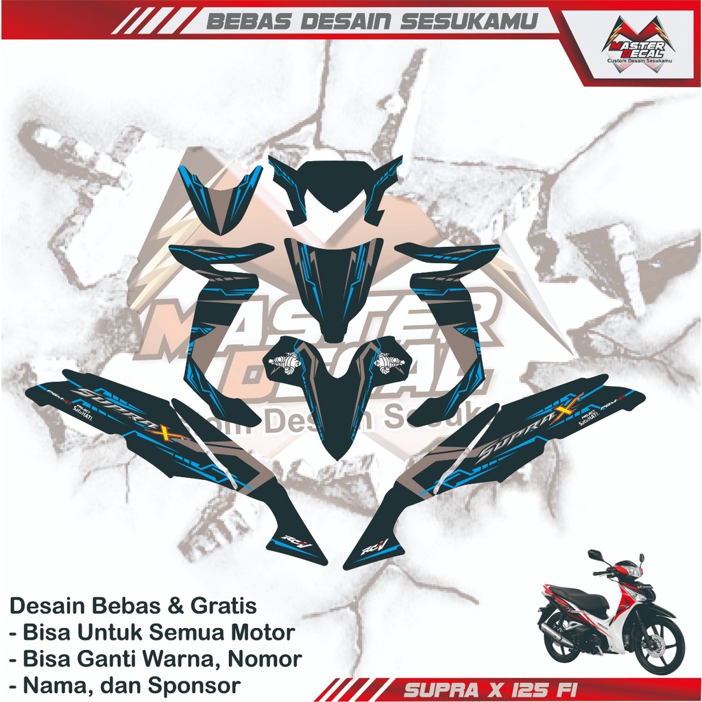 Jual Stiker Decal Motor Supra x 125 Fi Hi Tech Blue | Shopee Indonesia