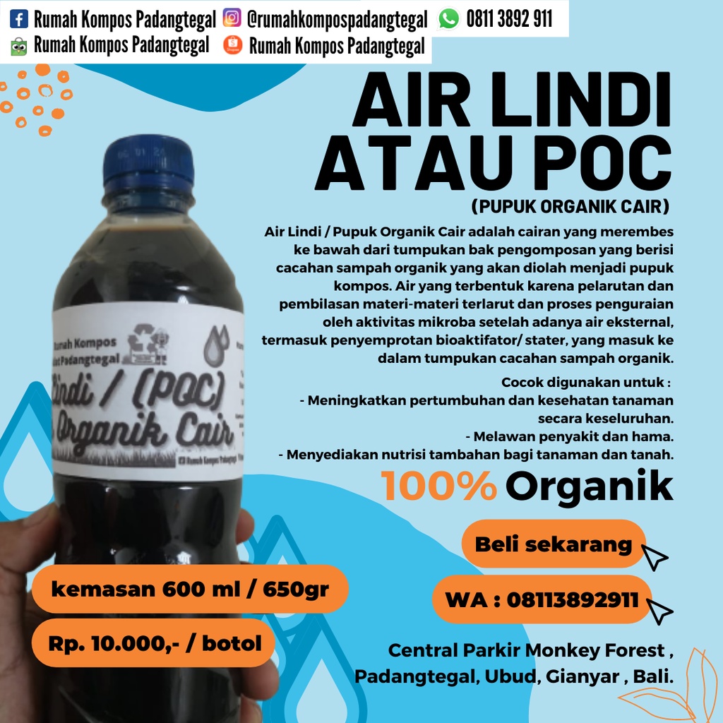Jual Air Lindi atau Pupuk Organik Cair kemasan 600 ml Bali | Shopee ...