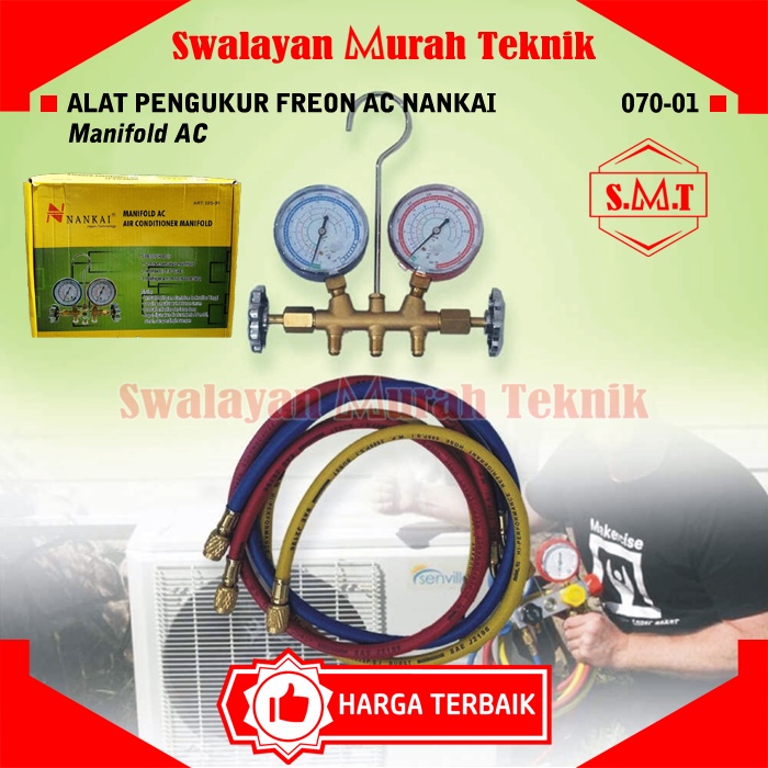 Jual NANKAI 070-01 Alat Pengukur Freon AC Manifold AC / Regulator AC ...