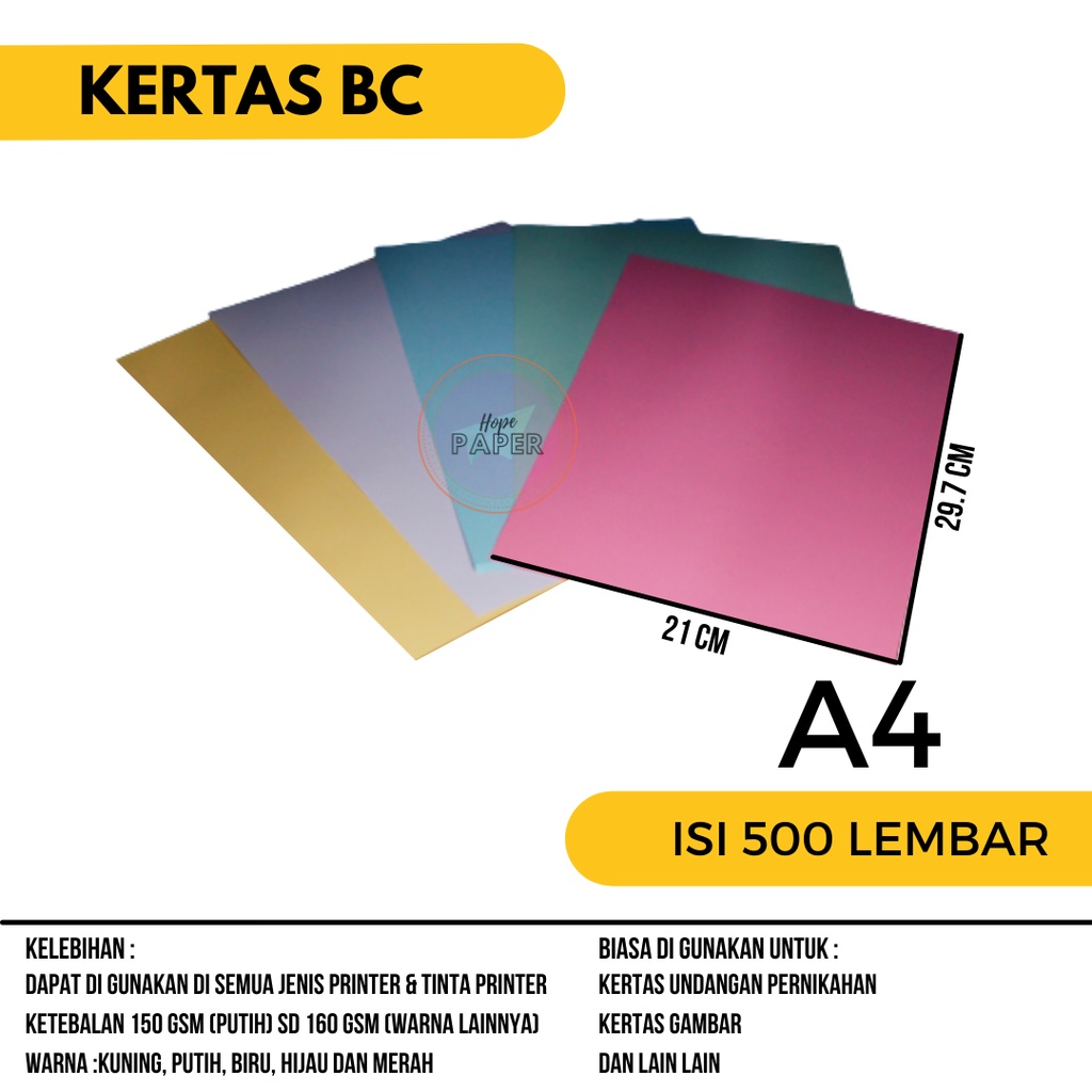 Jual Kertas BC 160 gsm A4 isi 500 lembar / Kertas BC A4 | Shopee Indonesia