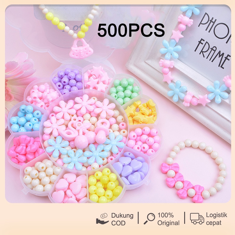 Jual [COD]500PCS Set Manik-manik Anak DIY/DIY mainan edukatif merangkai manik / mainan ...