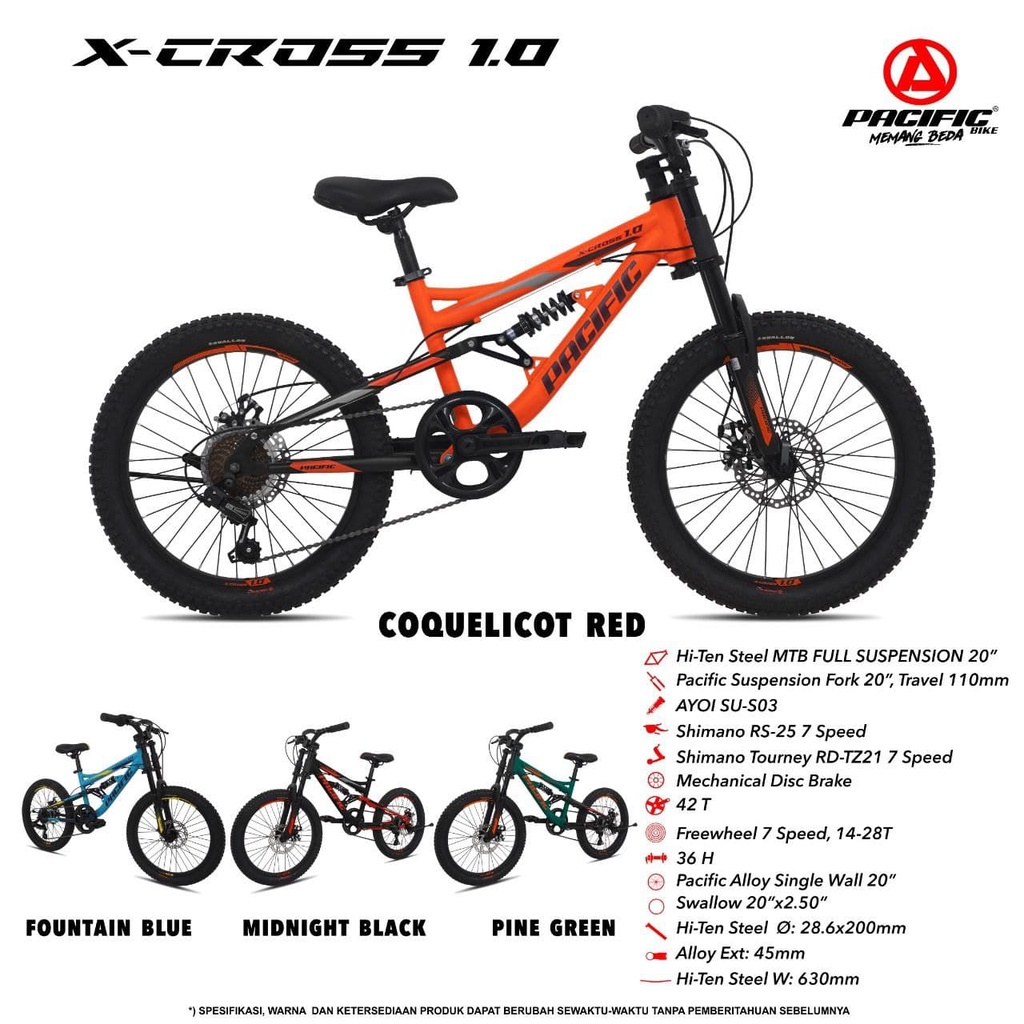 Jual MTB 20 X-Cross 1.0 pacific sepeda mtb 20 inch | Shopee Indonesia