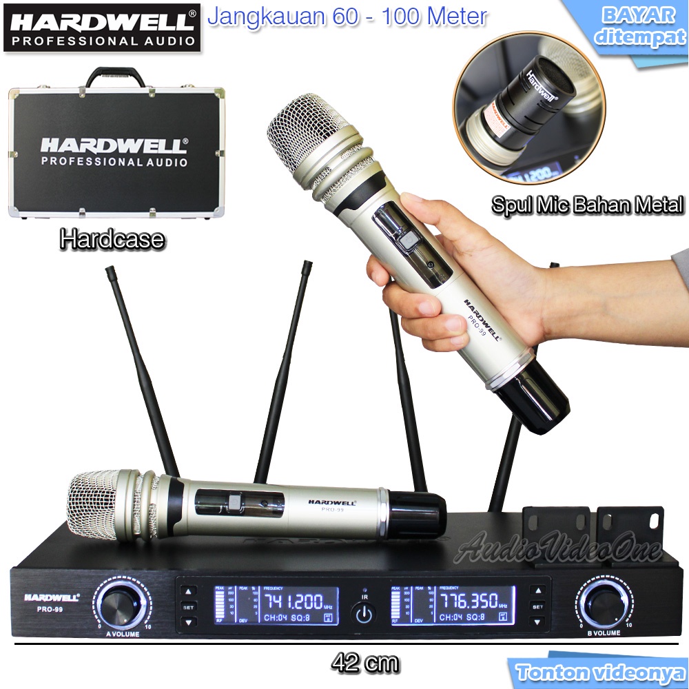 Jual Mic Wireless HARDWELL PRO-99 Microphone Vocal Bahan Full Metal Mik ...