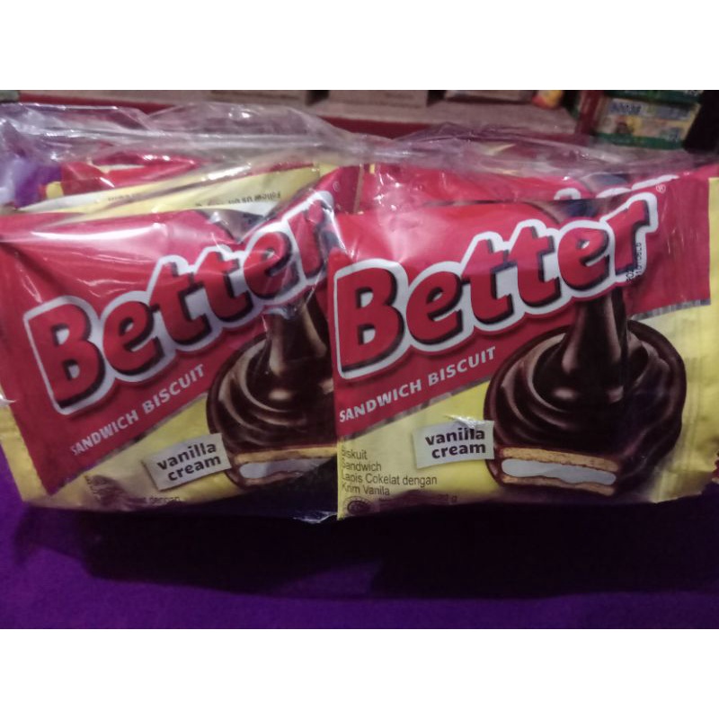 Jual Better sandwich biscuit vanilla cream (1 renteng isi 10 bks) | Shopee Indonesia