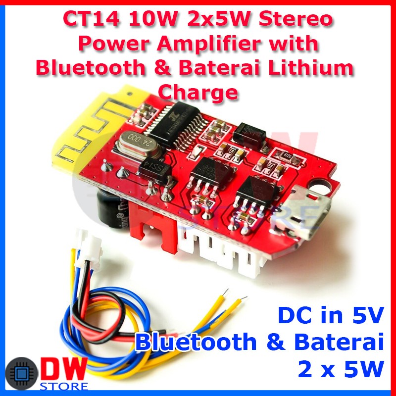 Jual CT14 JZ-B5W2 10W 2x5W Stereo Bluetooth Mini Power Amplifier ...