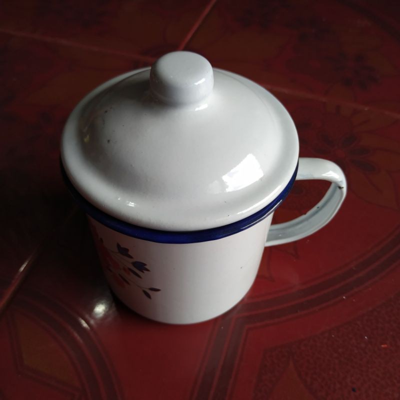 Jual Mug enamel bunga mug vintage 10cm dan 12cm mug seng | Shopee Indonesia