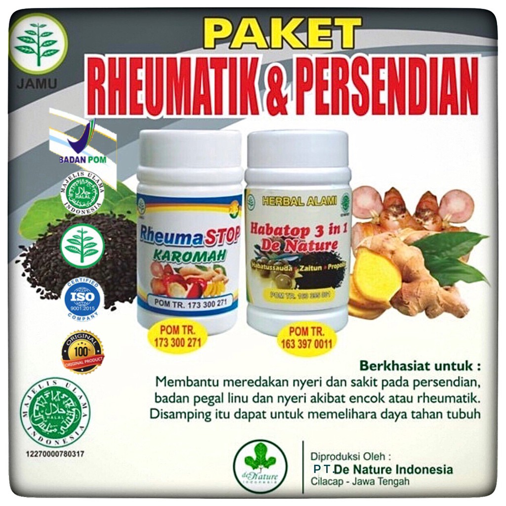 Jual Reumastop Habatop DeNature Obat Reumatik Rematik Pegal Linu Nyeri ...
