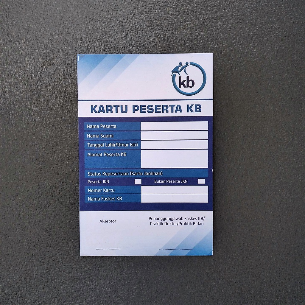Jual Paket Isi 100 Lembar - Kartu Akseptor KB, Kartu Peserta KB, KKB ...