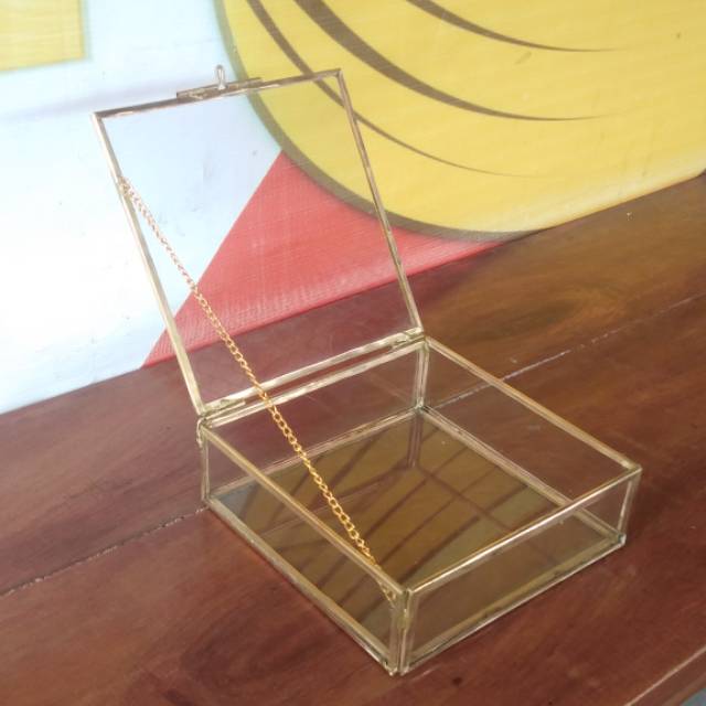 Jual Box kaca, tempat aksesoris, kotak cincin, wadah kaca, box kuningan ...