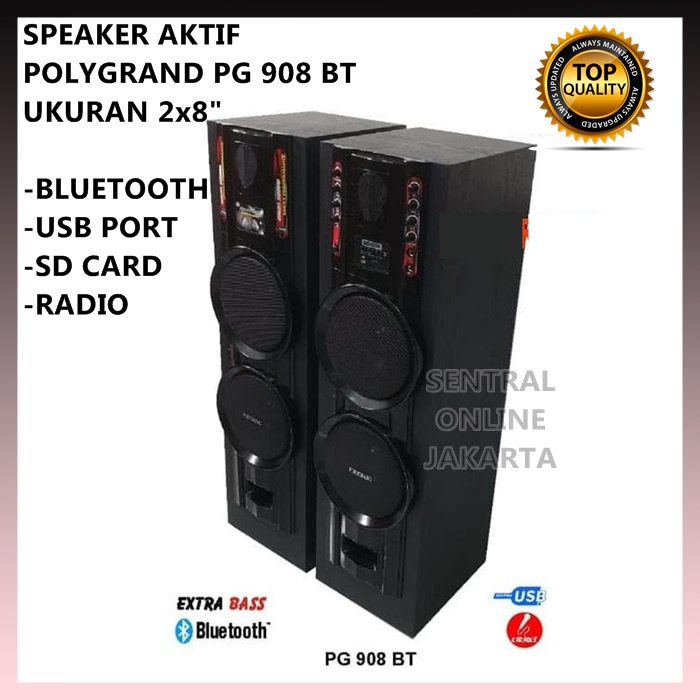 Jual SPEAKER AKTIF POLYGRAND PG 908BT 908 BT 8" 8 inch 8inch DOUBLE ...