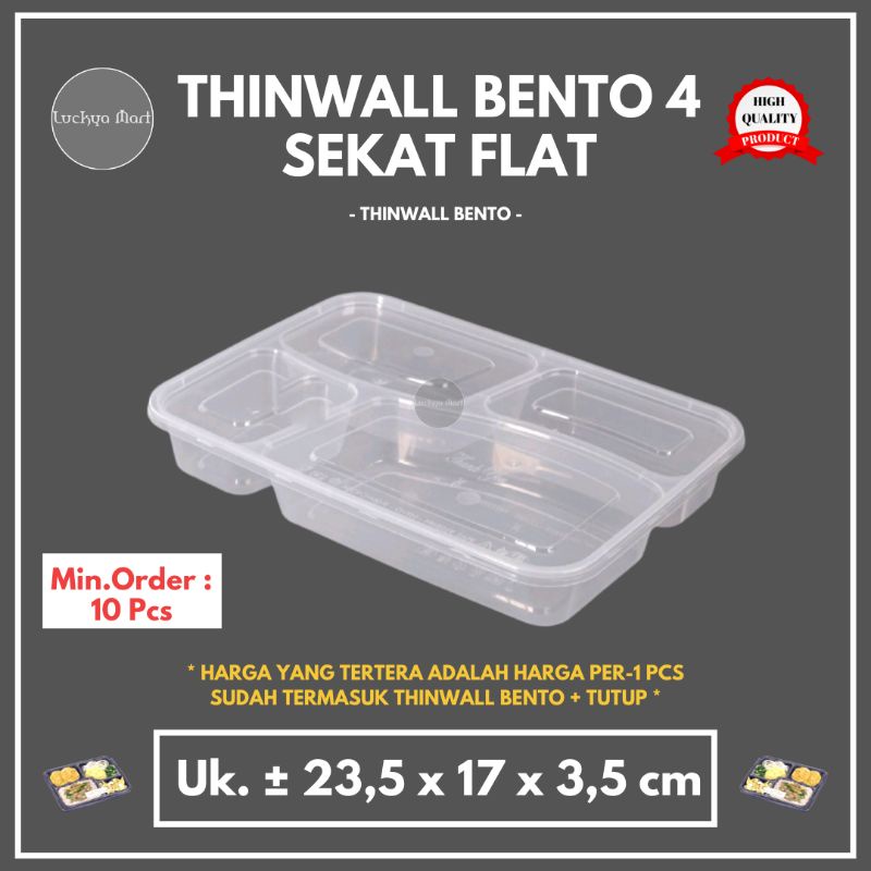 Jual Thinwall bento sekat 4 / thinwall bento 4 sekat / box bento 4 ...