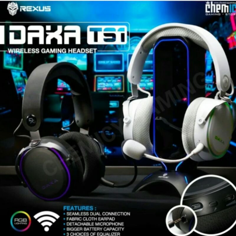 Jual Rexus Daxa TS1 RGB Wireless Gaming Headset | Shopee Indonesia
