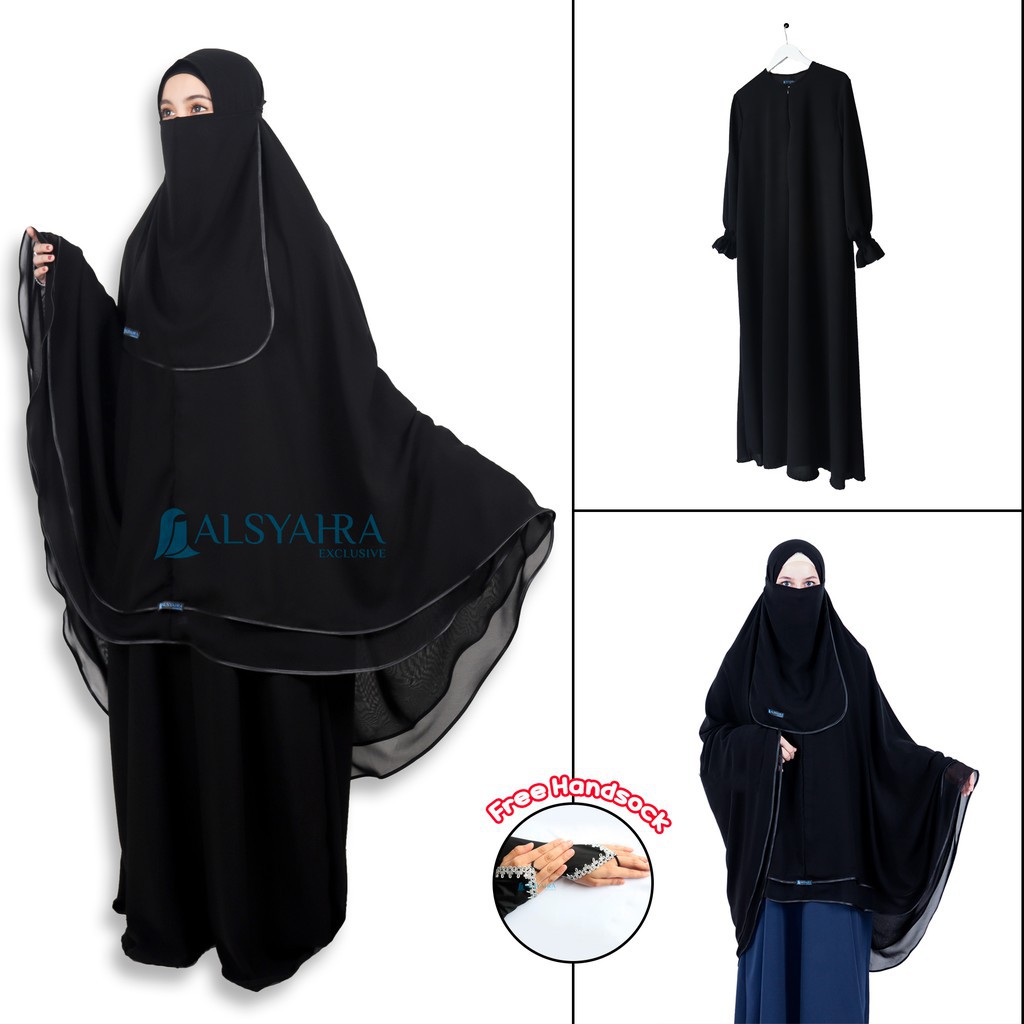 Jual niqob abaya himar Paket Exclusive Abaya Humaira Jetblack + Khimar ...