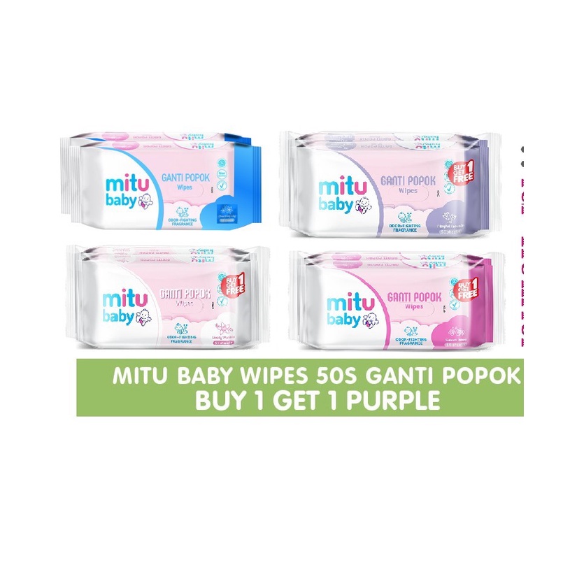 Jual Mitu Baby Wipes 2x50sheet (kemasan banded) tisu basah mitu isi 2 ...