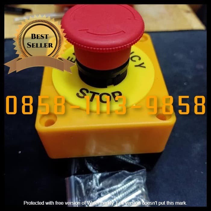 Jual PUSH BUTTON TOMBOL EMERGENCY STOP 22mm 1 NC PLUS BOX Plus Name ...
