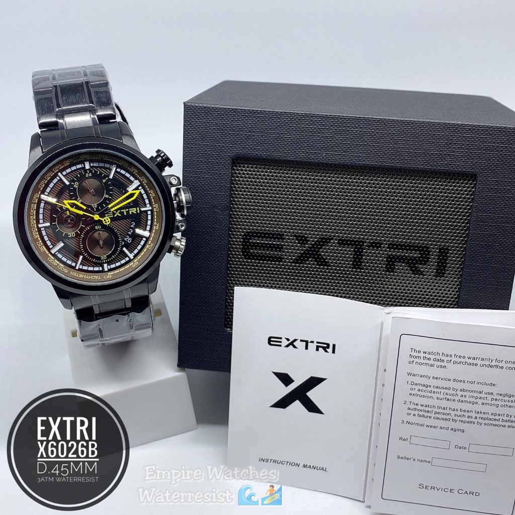 Jual Jam Tangan Extri X6026 Pria Rantai Stainless Chrono dan Tanggal Aktif Kualitas Original ...