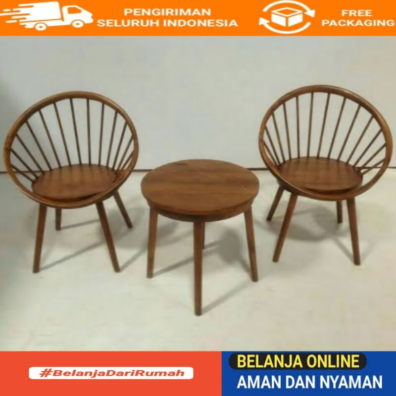 Jual SET KURSI TERAS MINIMALIS UNIK MODEL VELG RODA BAHAN KAYU JATI ...