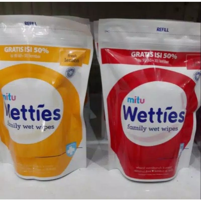 Jual Tisu Basah Mitu Wetties refill 90 sheets | Shopee Indonesia