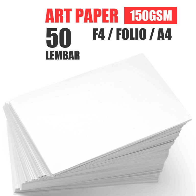 Jual AP150 - 50 Lembar Kertas Art Paper 150 Gram GSM Artpaper F4 Folio ...