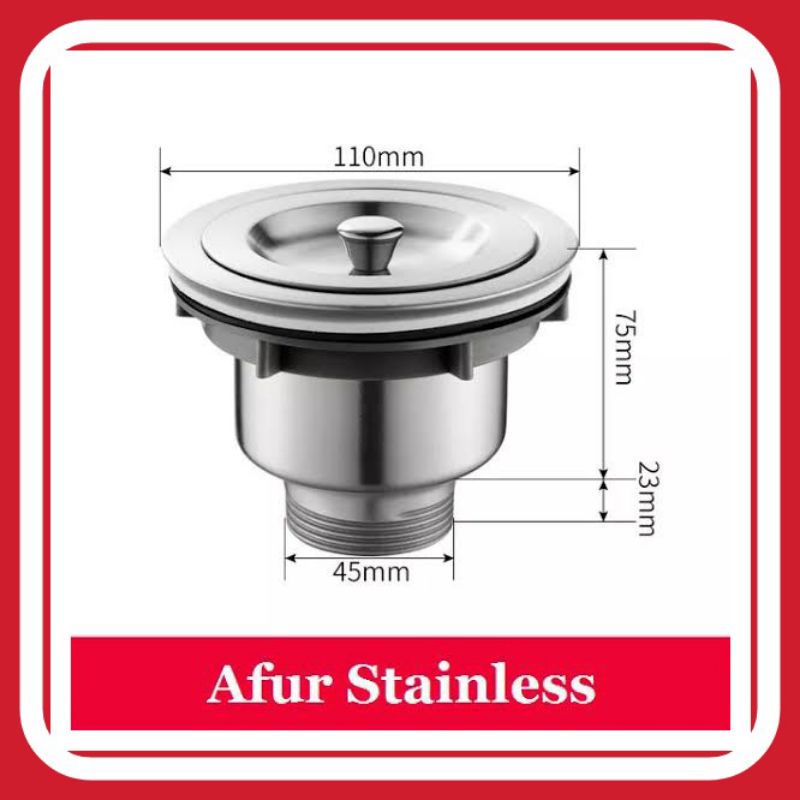 Jual AFUR KITCHEN SINK FULL STAINLESS SUS 304 SARINGAN BAK CUCI PIRING ...