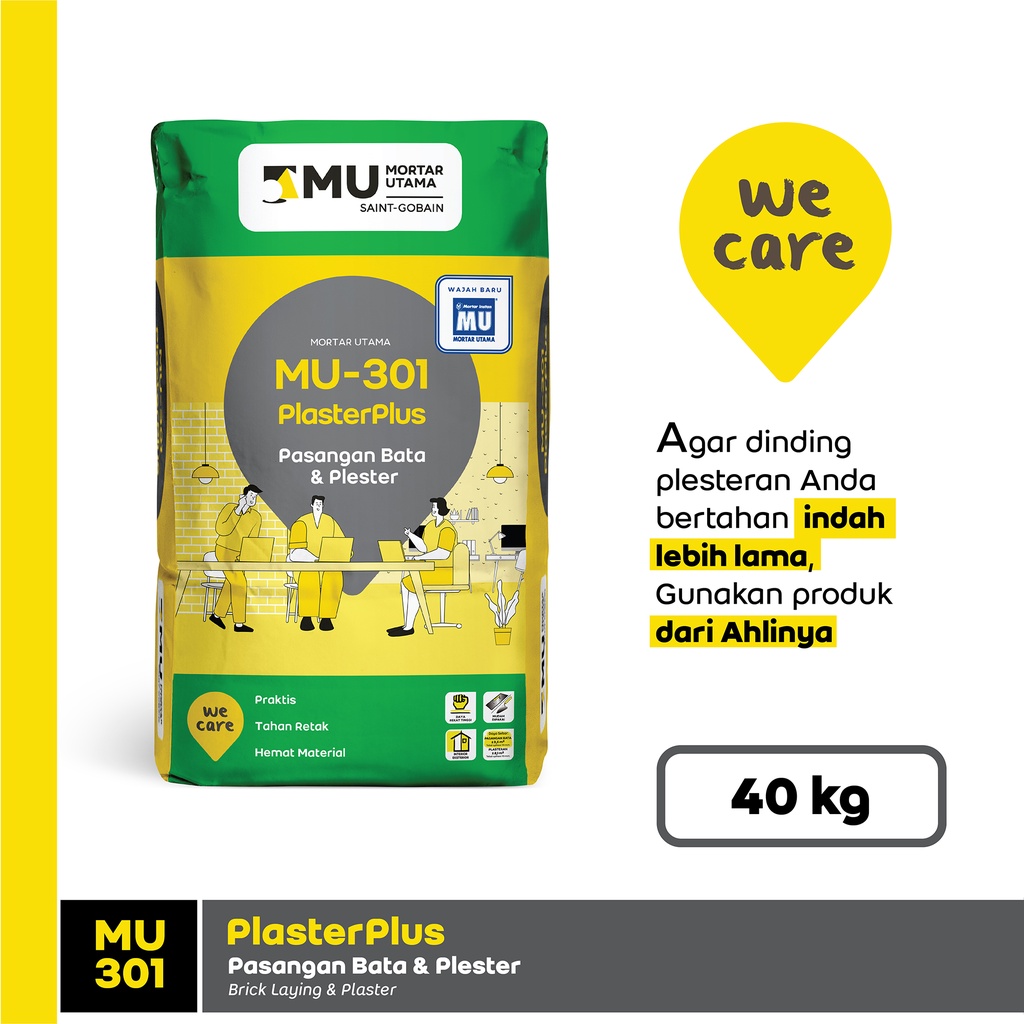 Jual Mortar Utama MU-301 PlasterPlus-Pasangan Bata dan Plester 40Kg ...