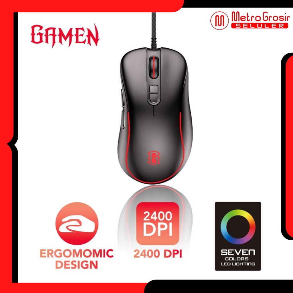 Jual GAMEN GM1000 MOUSE GAMING RGB LIGHTING EFFECT 2400DPI ERGONOMIC DESIGN / Mouse Gaming ...