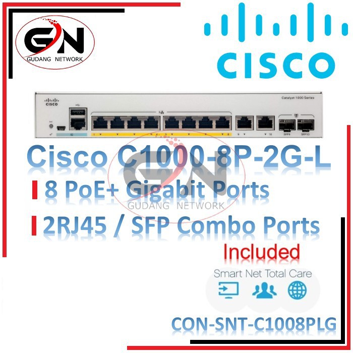 Jual Cisco C1000-8P-2G-L Catalyst 1000 Series Switch + Smart Net ...