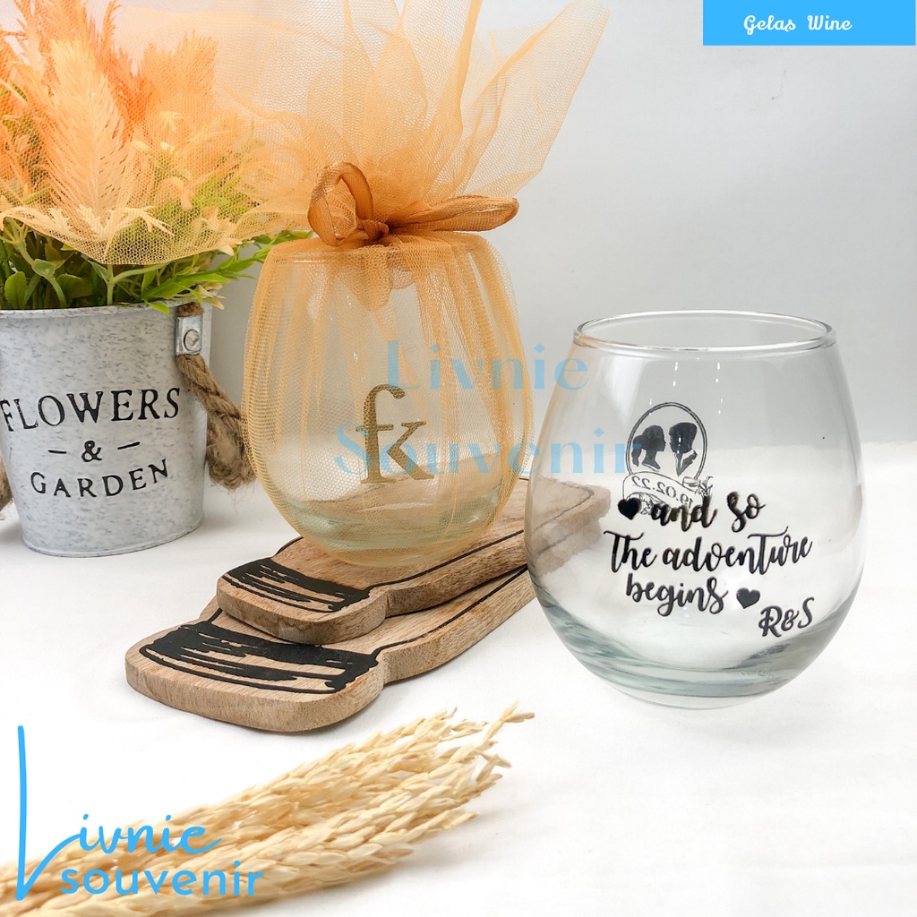 Jual Souvenir Gelas Kaca Wine Custom Sablon | Shopee Indonesia