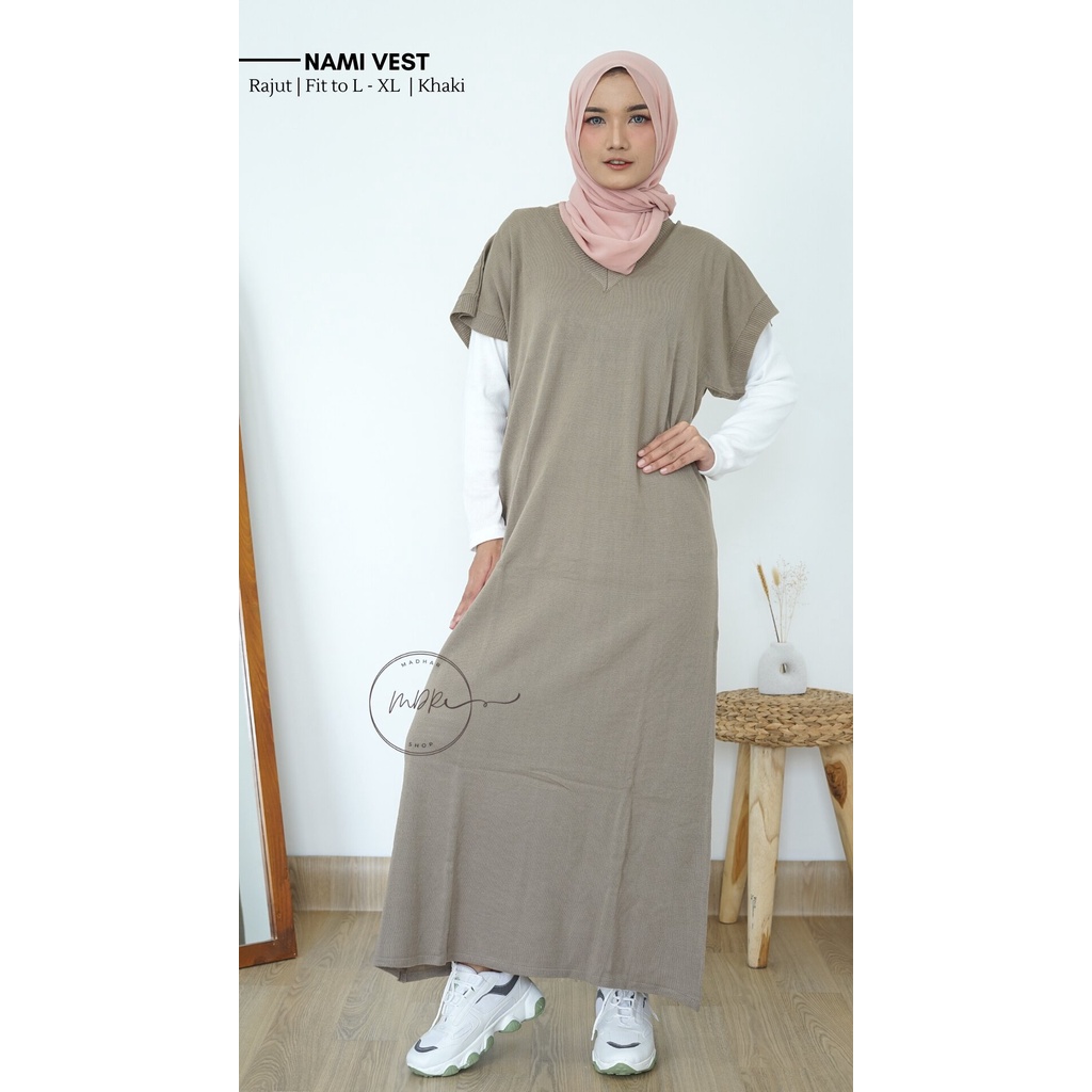 Jual Nami Vest Rajut - Dress Rompi Knit - Baju Long Outer fit to xl ...