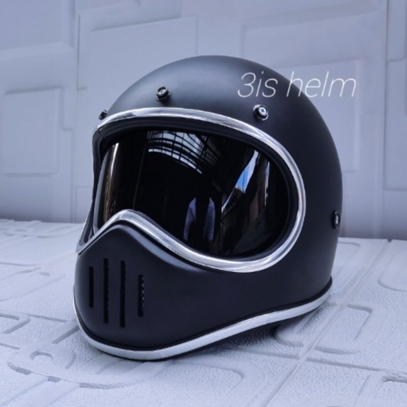 Jual HELM MODEL CAKIL WARNA HITAM DOFF FULL FACE | Shopee Indonesia