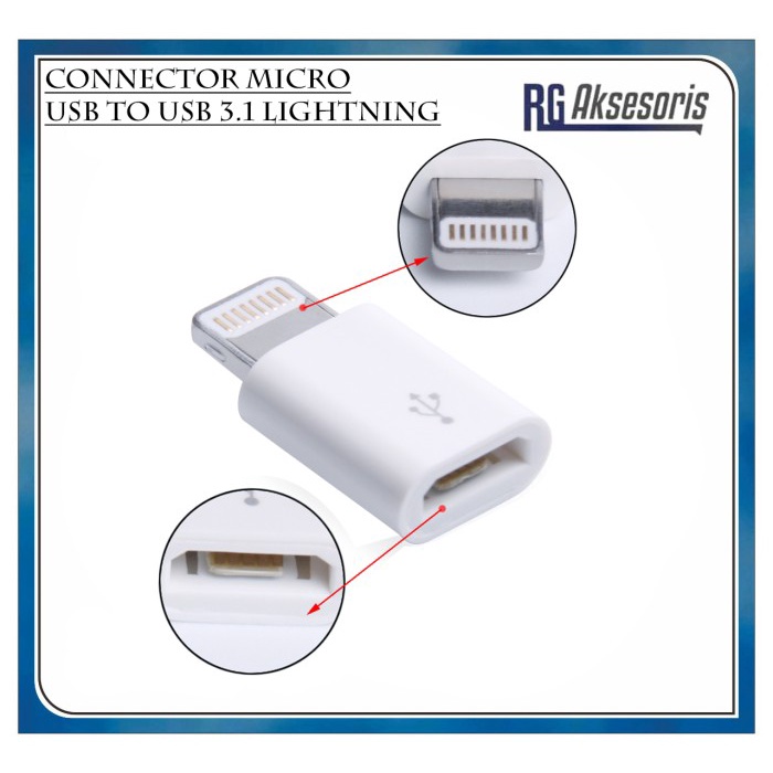 Jual CONNECTOR Micro Usb To Usb 3.1 LIGHTNING - Adapter CONNECTOR - V8 ...
