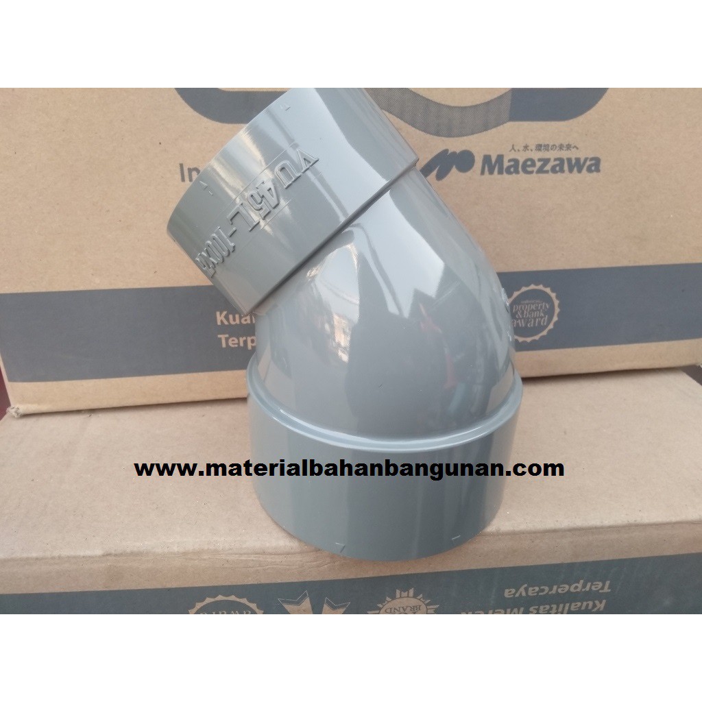 Jual elbow increaser 45 derajat 4 x 3 inch sambungan unik spesial fitting keni flok sok 45 4" x ...